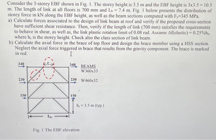 Consider the 3-storey EBF shown in Fig. 1. The storey | Chegg.com