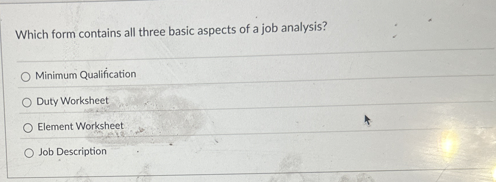 Solved Which form contains all three basic aspects of a job | Chegg.com