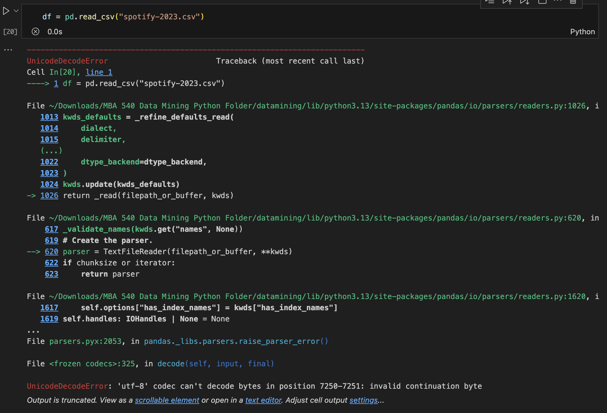 Solved how can i fix this?UnicodeDecodeError Traceback (most | Chegg.com