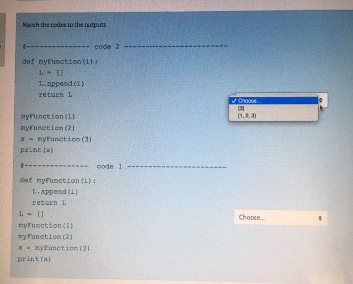 Solved Match the codes to outputs QUESTION 10 Not yet | Chegg.com