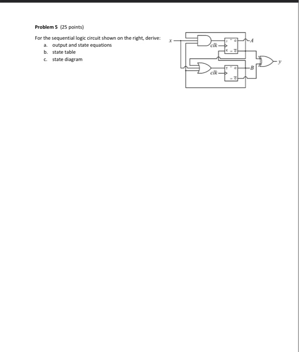 Solved Problem 5 (25 points) For the sequential logic | Chegg.com