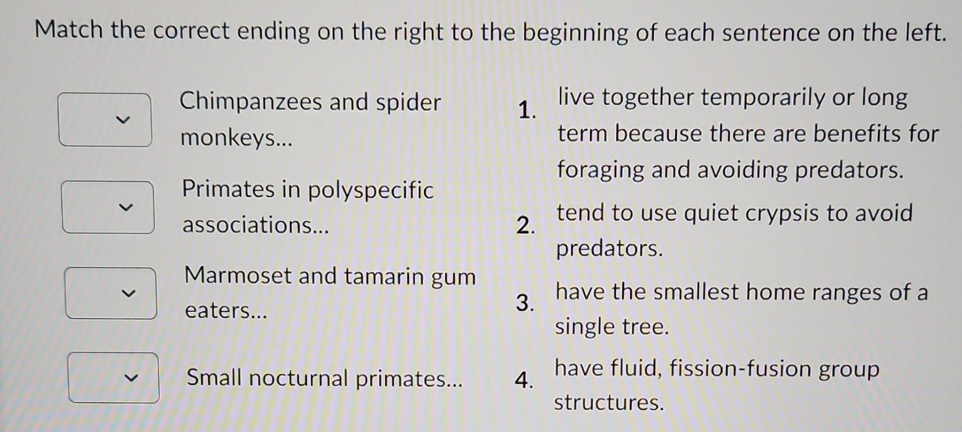 Match the correct ending on the right to the | Chegg.com