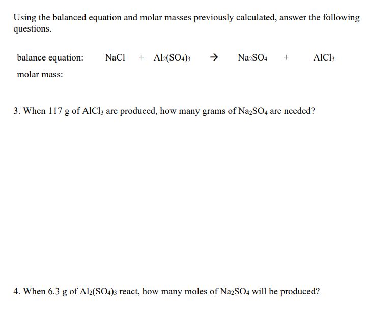 Solved Using the balanced equation and molar masses | Chegg.com