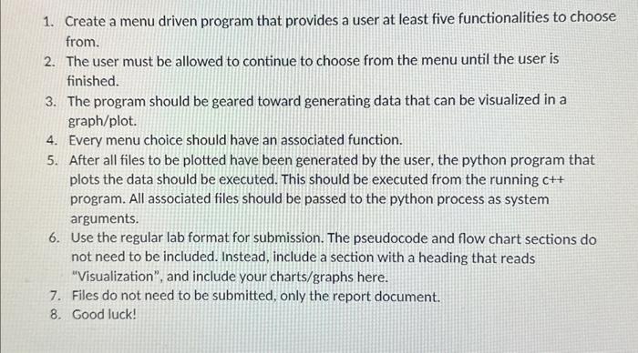 Solved 1 Create A Menu Driven Program That Provides A User