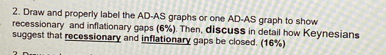 Solved Draw and properly label the AD-AS graphs or one AD-AS | Chegg.com