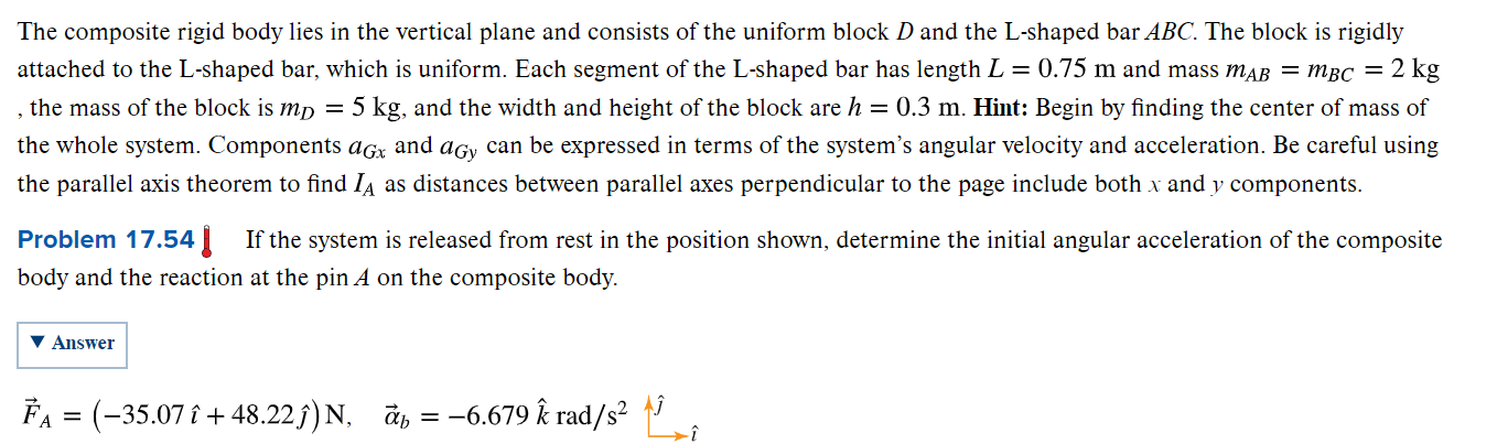 The composite rigid body lies in the vertical plane | Chegg.com