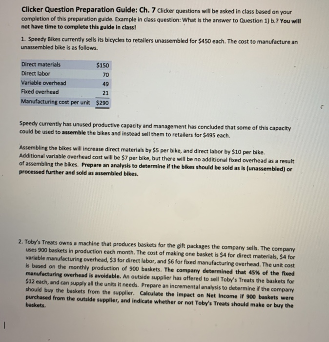 Solved Clicker Question Preparation Guide: Ch. 7 Clicker | Chegg.com