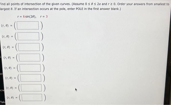 Solved Find all points of intersection of the given curves. | Chegg.com