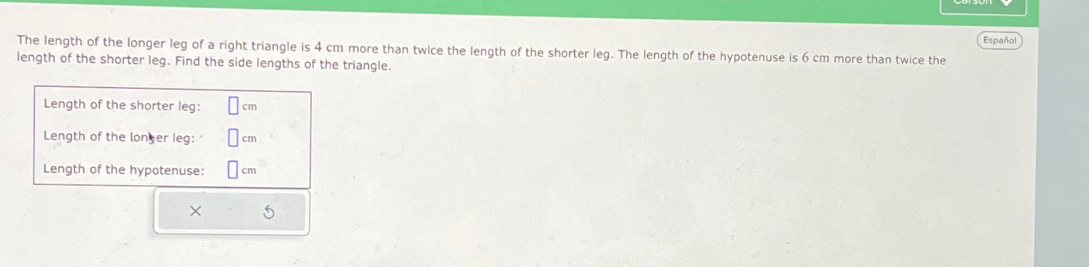 Solved The length of the longer leg of a right triangle is | Chegg.com