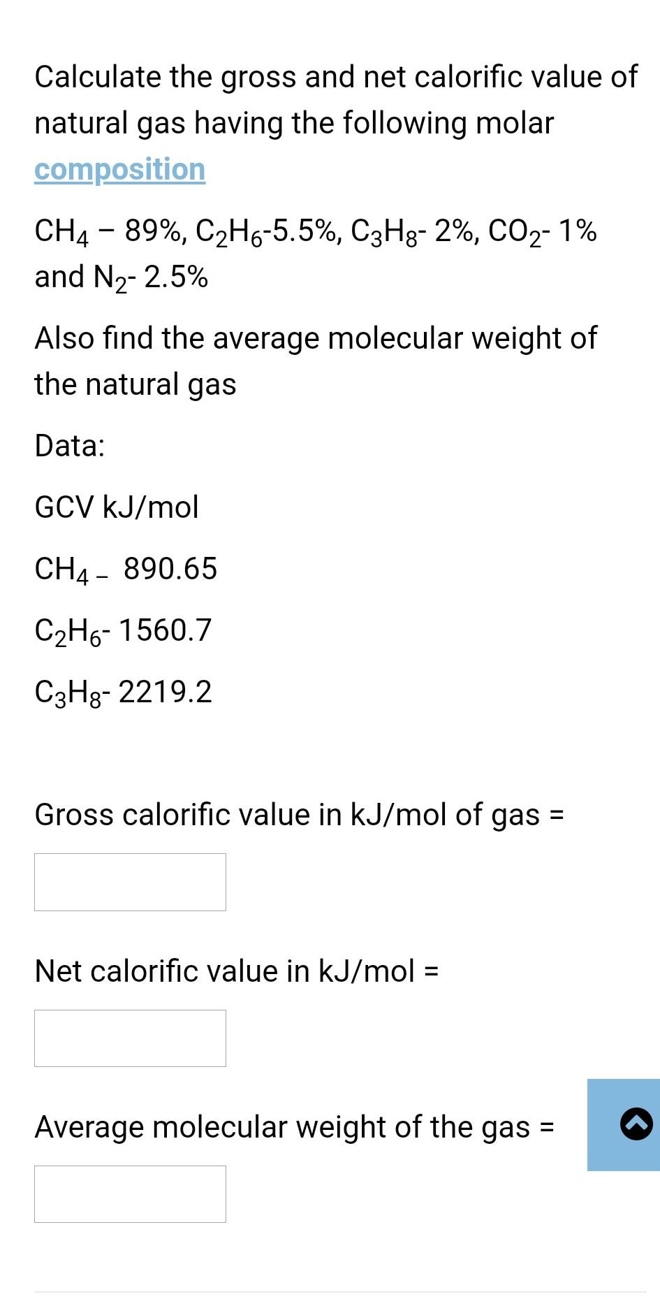 Solved Calculate the gross and net calorific value of | Chegg.com