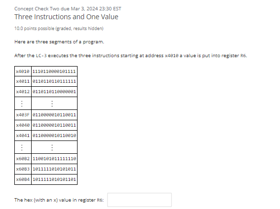 Solved Three Instructions and One ValueHere are three | Chegg.com