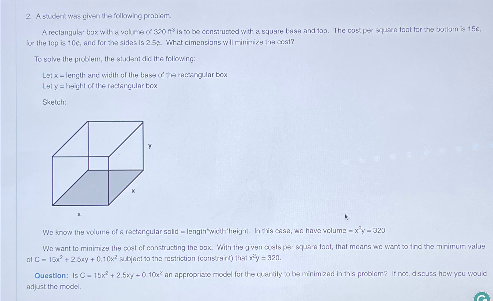 Solved A student was given the following problem.A | Chegg.com