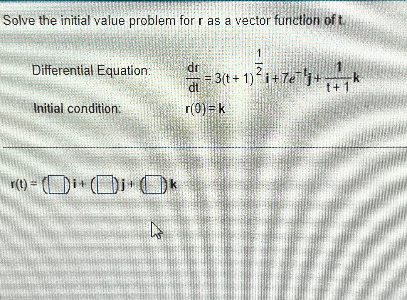Solved Solve the initial value problem for r ﻿as a vector | Chegg.com