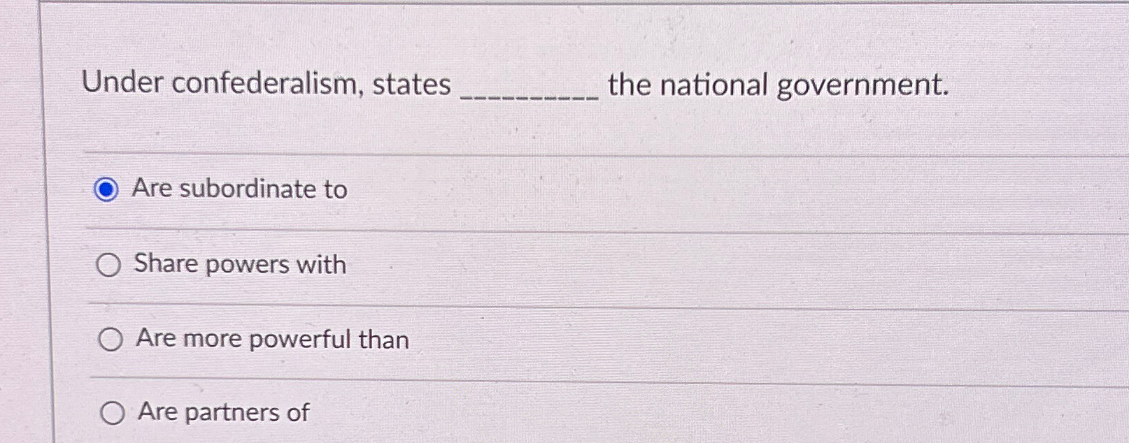 Solved Under confederalism, states the national | Chegg.com