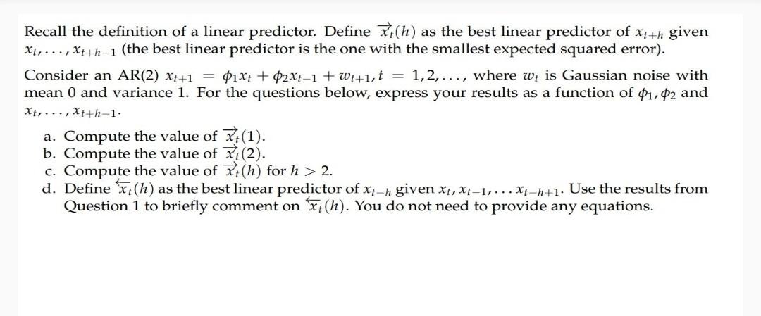 Recall the definition of a linear predictor. Define # | Chegg.com