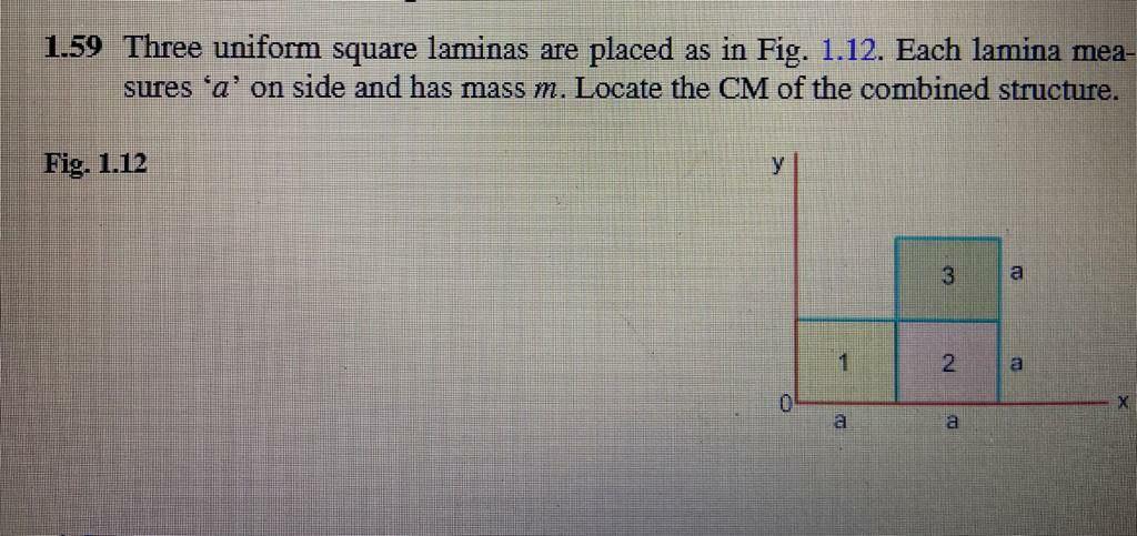 Solved 1.59 Three uniform square laminas are placed as in | Chegg.com