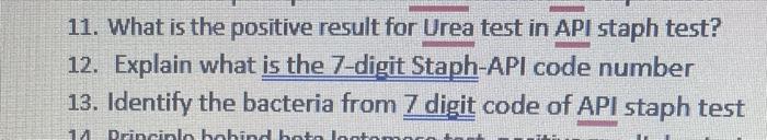 Solved 11. What is the positive result for Urea test in API | Chegg.com