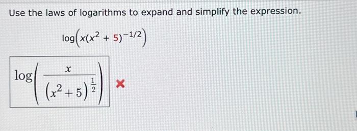 Solved Use the laws of logarithms to expand and simplify the | Chegg.com