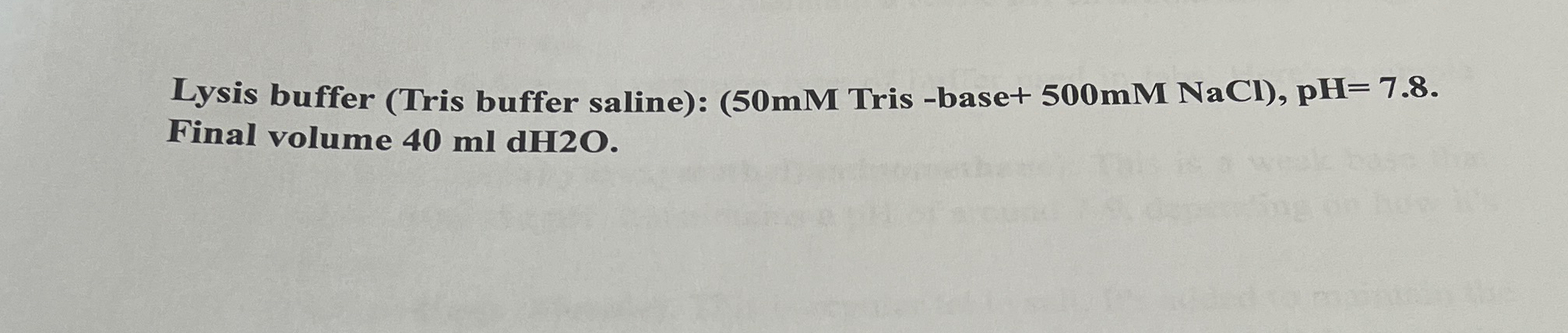 Solved Lysis buffer (Tris buffer saline): 50mM Tris | Chegg.com