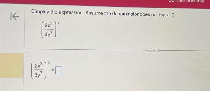Solved Simplify the expression. Assume the denominator does | Chegg.com