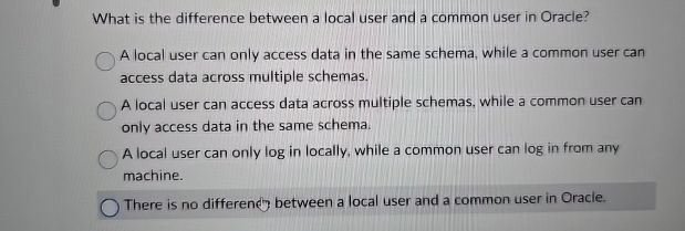 Solved What is the difference between a local user and a | Chegg.com