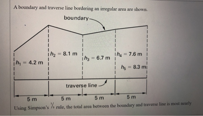 Solved A boundary and traverse line bordering an irregular | Chegg.com