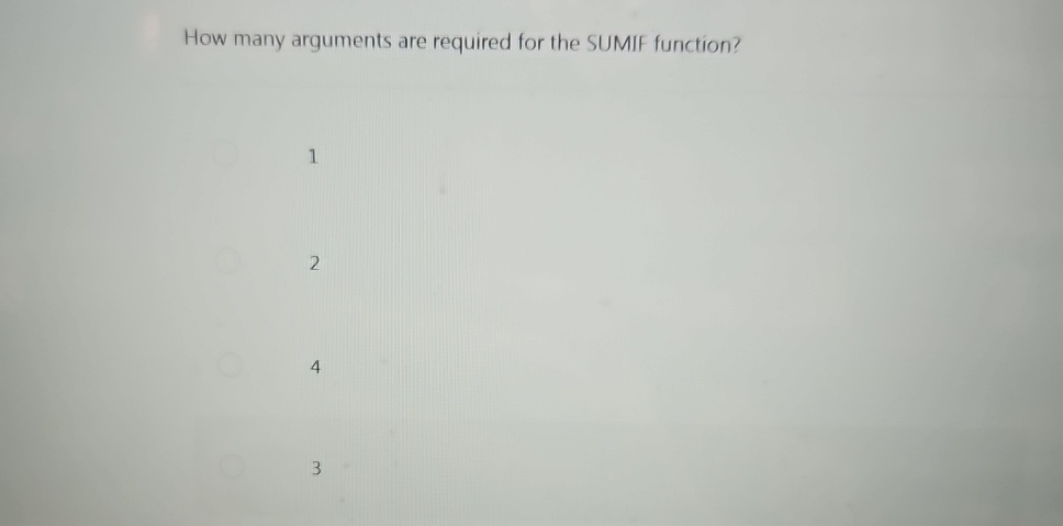 Solved How many arguments are required for the SUMIF | Chegg.com