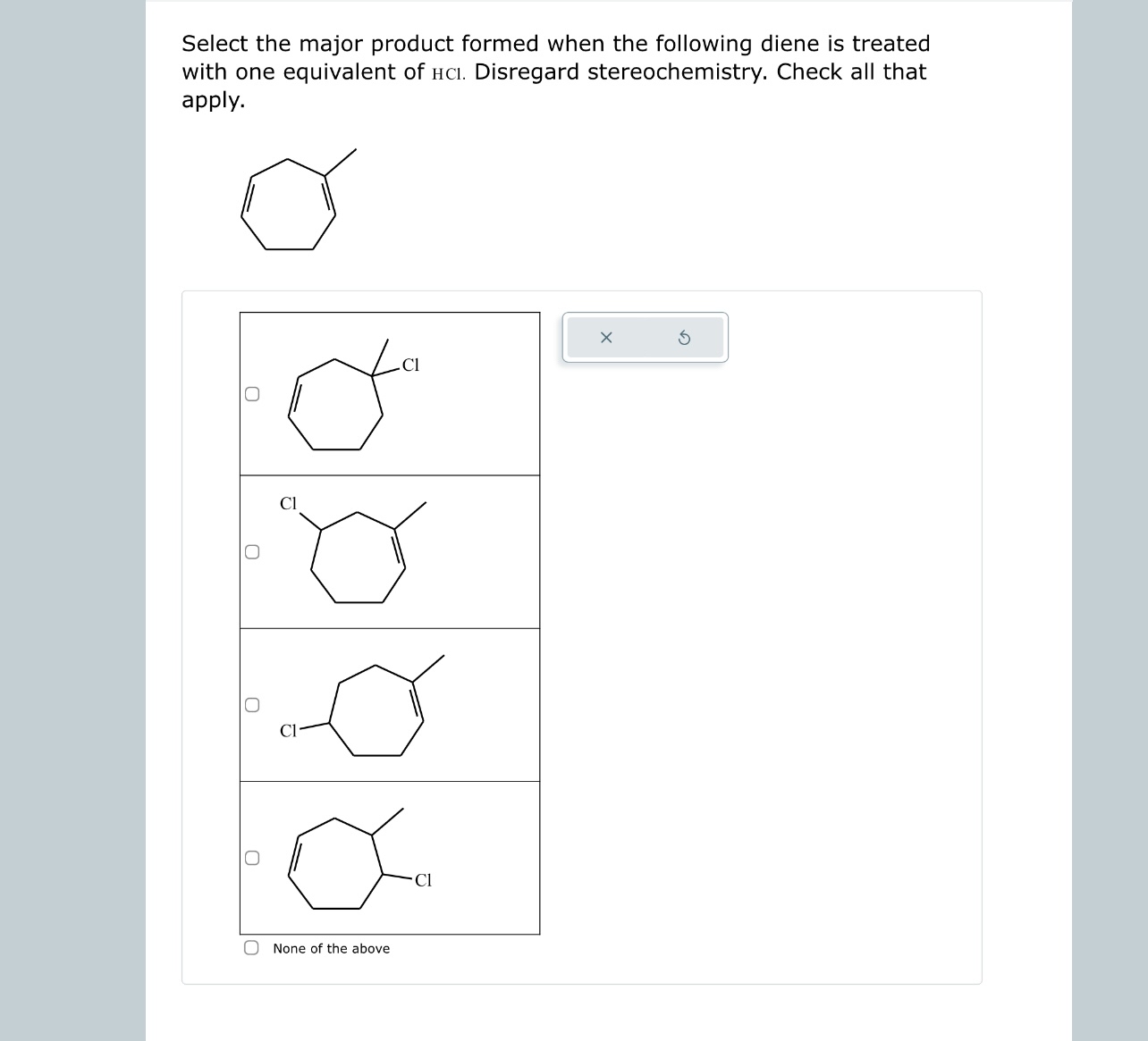 Solved Select the major product formed when the following | Chegg.com