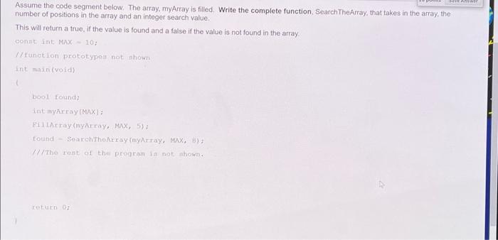 Solved AN Assume the code segment below. The array, myArray | Chegg.com