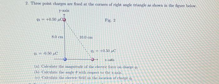 Solved 2. Three point charges are fixed at the corners of | Chegg.com