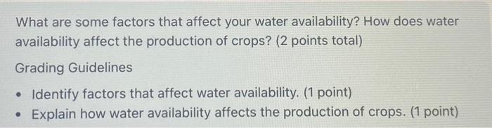 Solved What are some factors that affect your water | Chegg.com