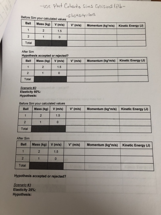 -10 -use Phet Colorado Sims Collisions lab- | Chegg.com