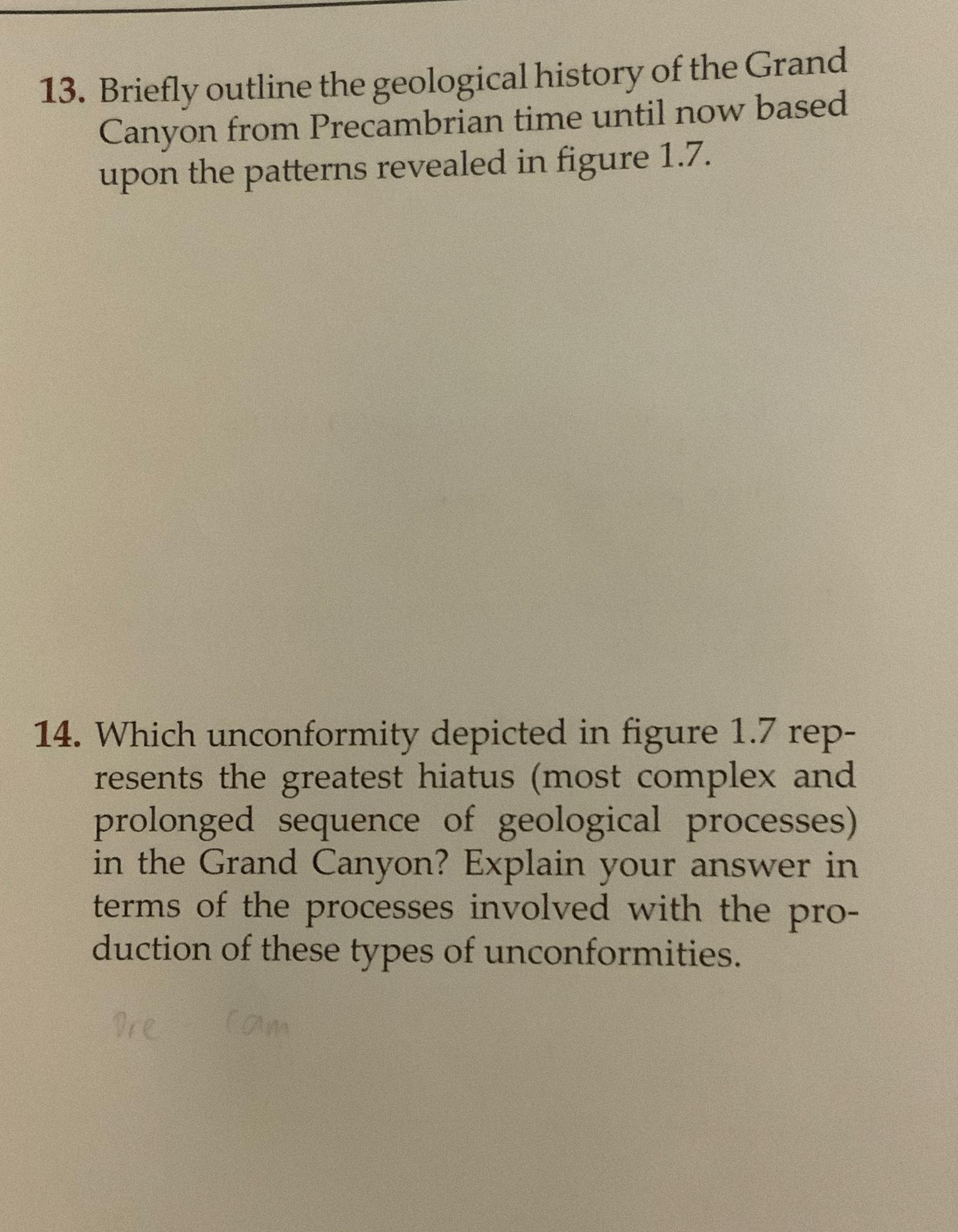 Solved Briefly outline the geological history of the Grand | Chegg.com