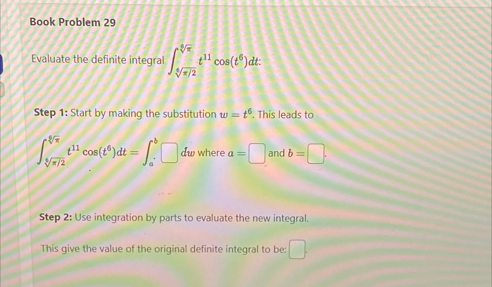Solved Book Problem 29Evaluate the definite integral | Chegg.com