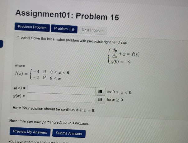 Solved Assignment01: Problem 15 Previous Problem Problem | Chegg.com