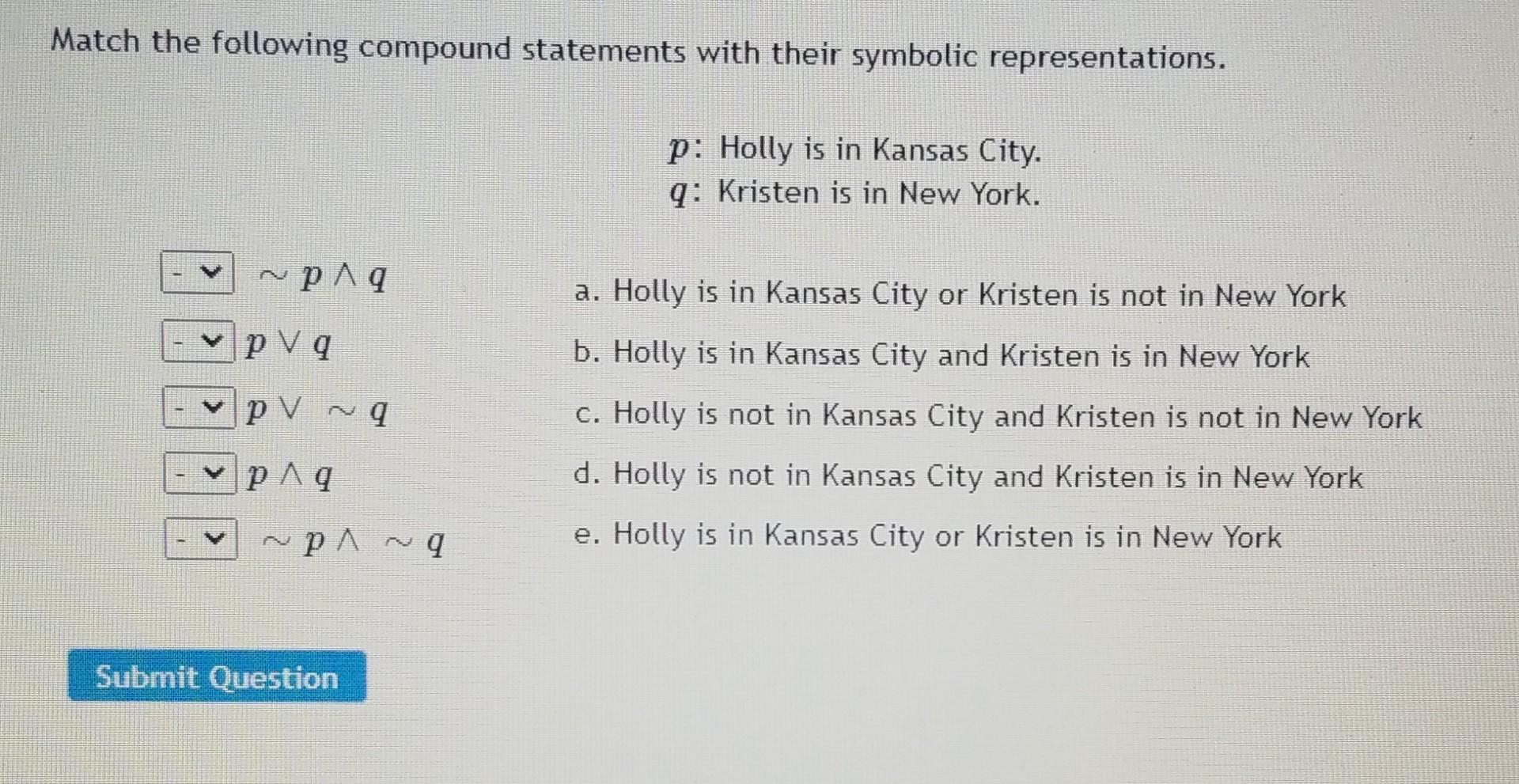 Solved Match the following compound statements with their | Chegg.com
