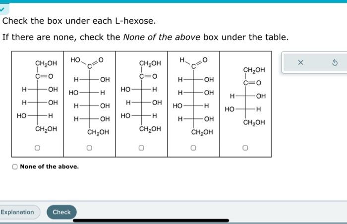 Solved Check the box under each L-hexose. If there are none, | Chegg.com