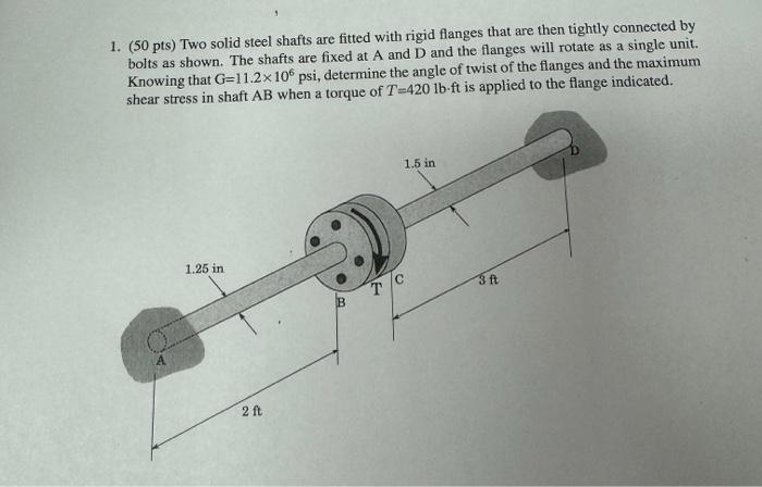 Solved 1. (50pts) Two solid steel shafts are fitted with | Chegg.com