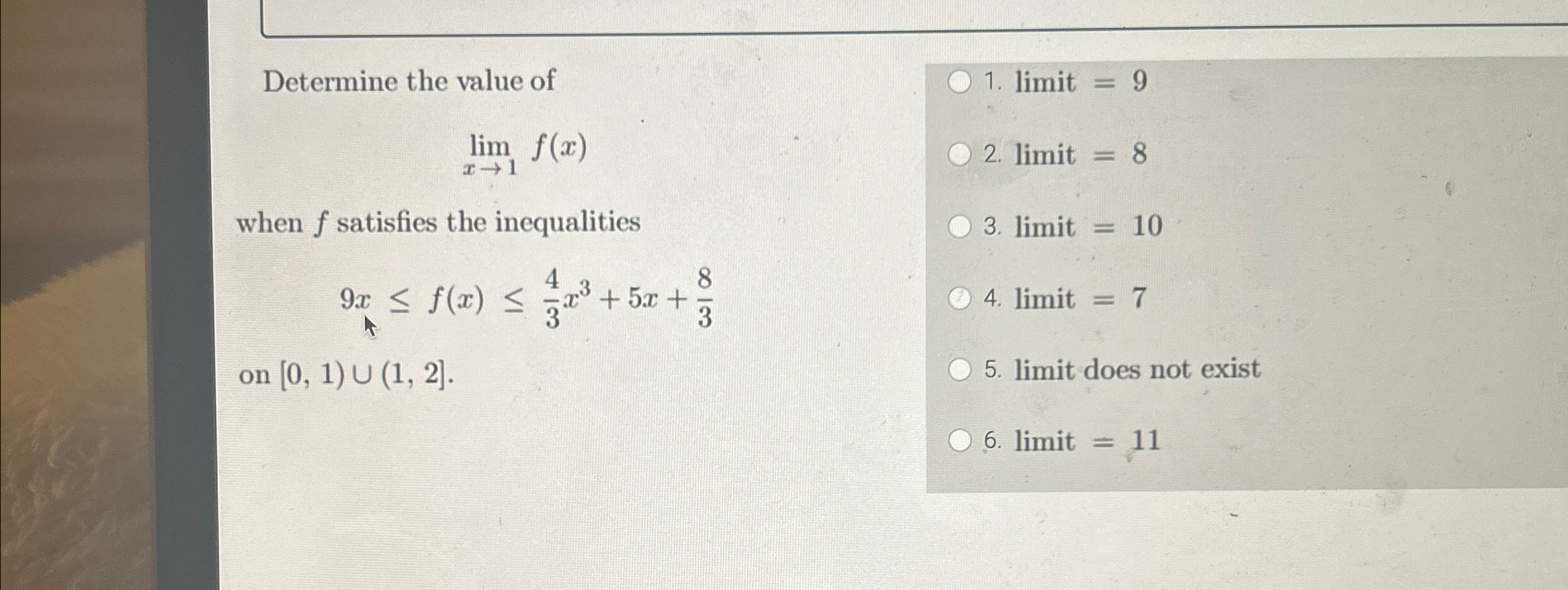 Solved Determine the value oflimx→1f(x)when f ﻿satisfies the | Chegg.com