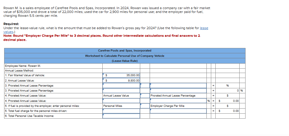 Solved Rowan M. ﻿is a sales employee of Carefree Pools and | Chegg.com
