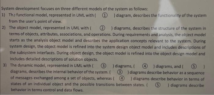 Solved System development focuses on three different models | Chegg.com