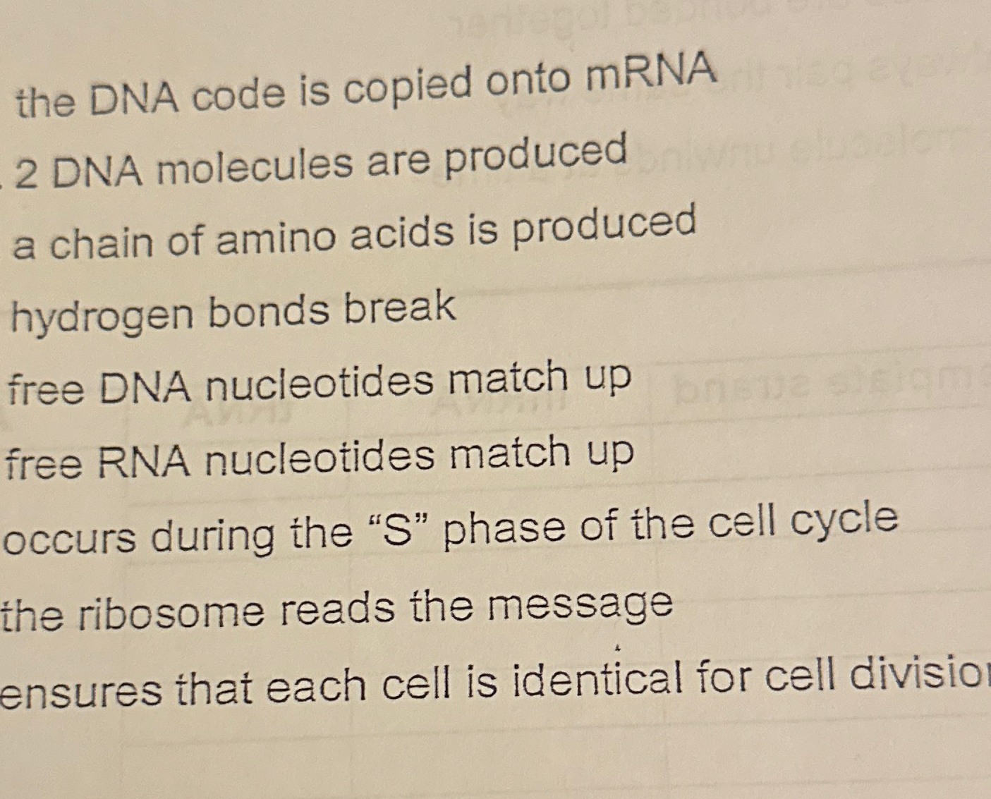 Solved the DNA code is copied onto mRNA2 ﻿DNA molecules are | Chegg.com