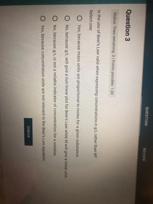 Solved QUESTION REVIEW Question 3 Status: Tries remaining: 3 | Chegg.com