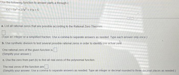 Solved Use the following function to answer parts a through | Chegg.com