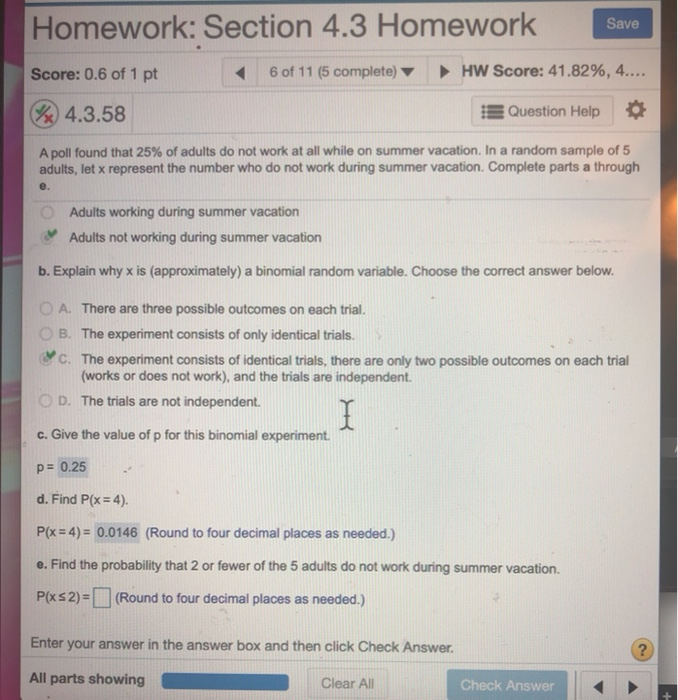 Solved Homework Section 4 3 Homework Save Score 0 6 Of 1
