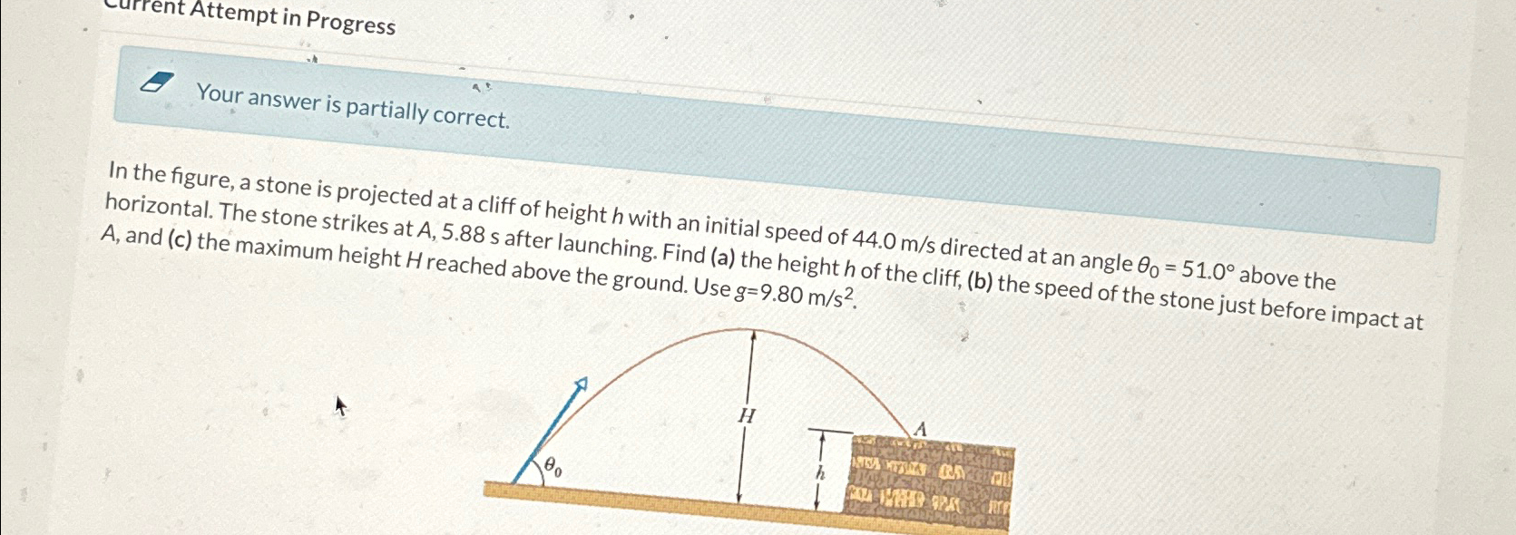 Solved In the figure, a stone is projected at a cliff of | Chegg.com
