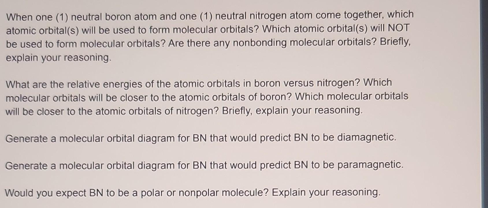 Solved When one (1) neutral boron atom and one (1) neutral | Chegg.com