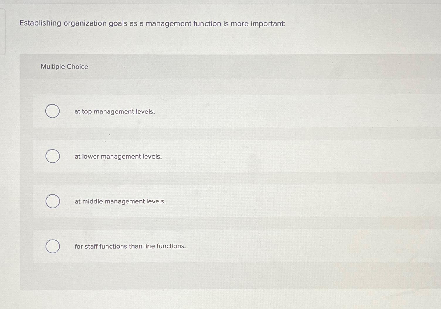 Solved Establishing organization goals as a management | Chegg.com