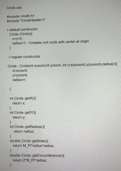Solved CircleMain.cpp \#include> #include #include | Chegg.com