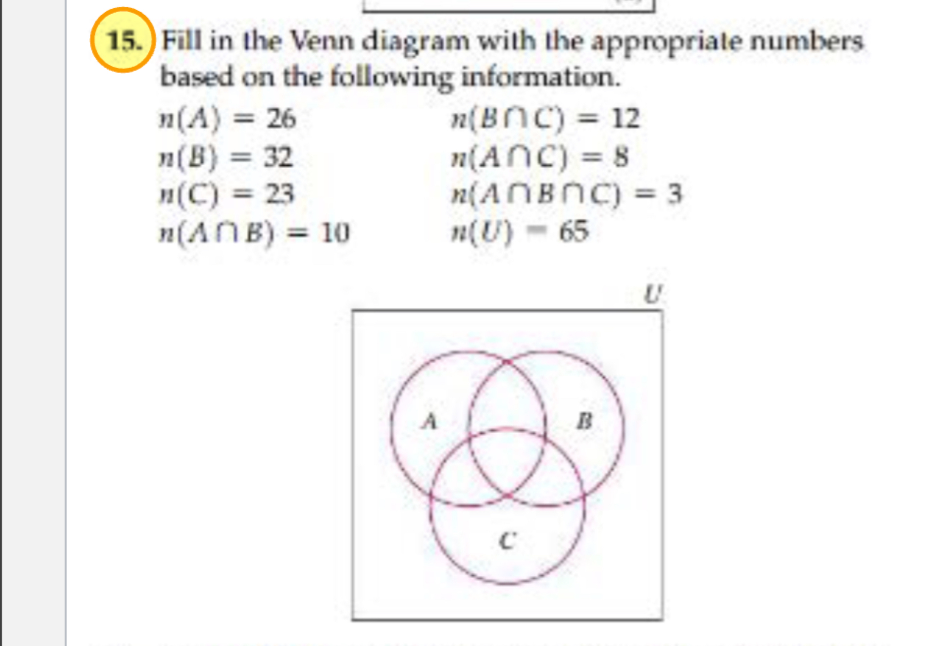 Solved Fill in the Venn diagram with the appropriate | Chegg.com